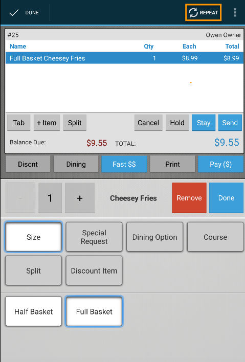 Getting Started: Starting and Sending an Order on the POS
