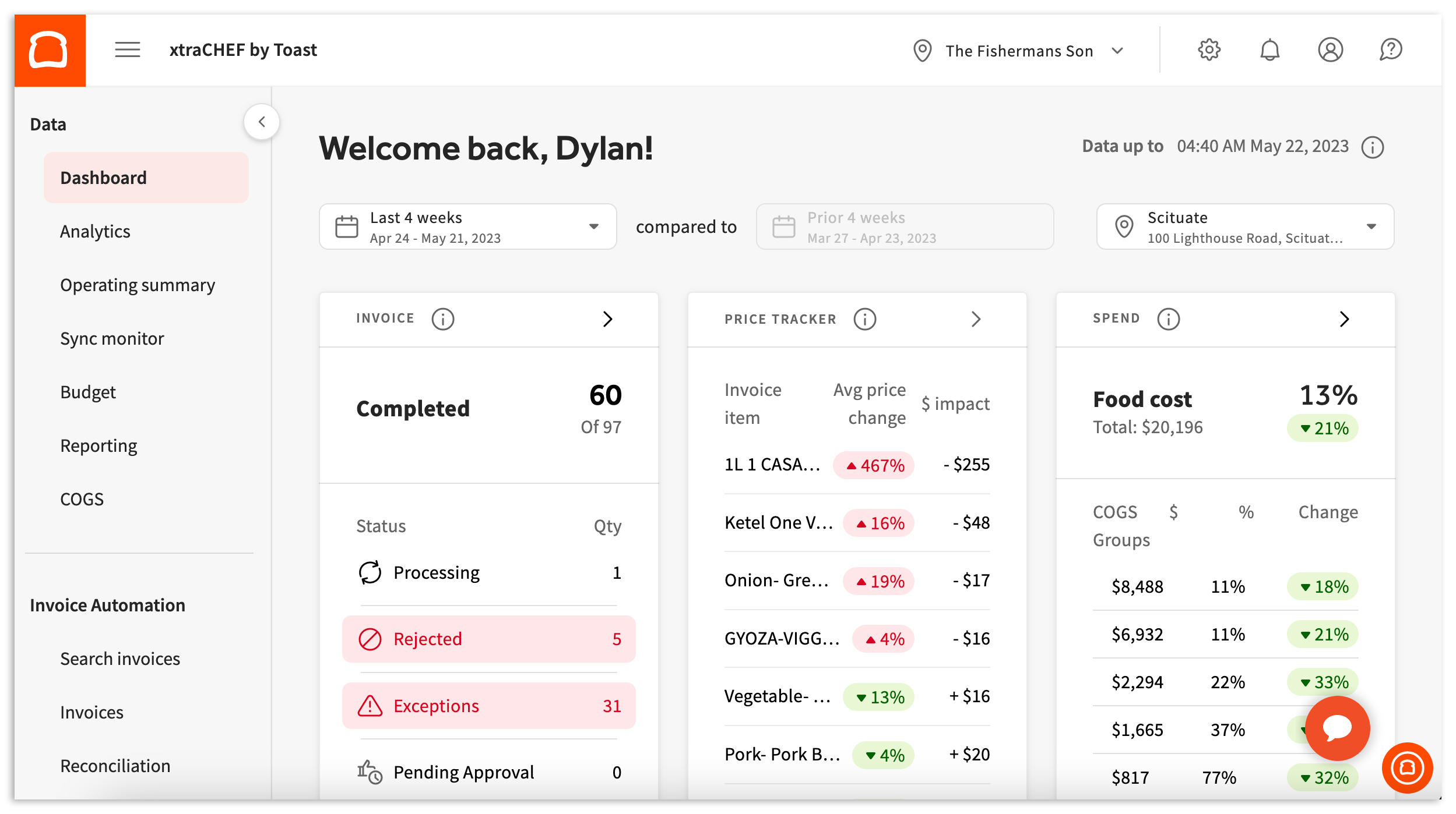 xtraCHEF: Navigating the Dashboard