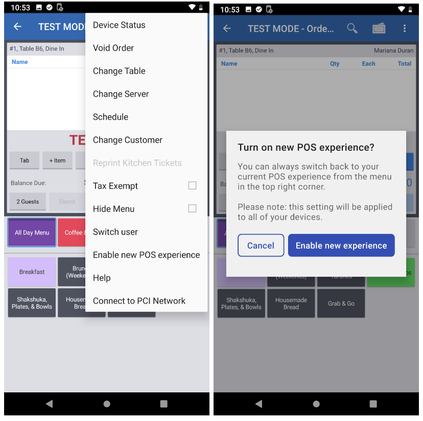Setting Up the New POS Experience