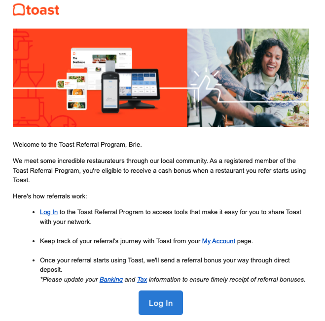 向餐厅推荐Toast (Refer a Restaurant to Toast)