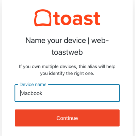 Logging in to Toast's Back-end with Biometrics