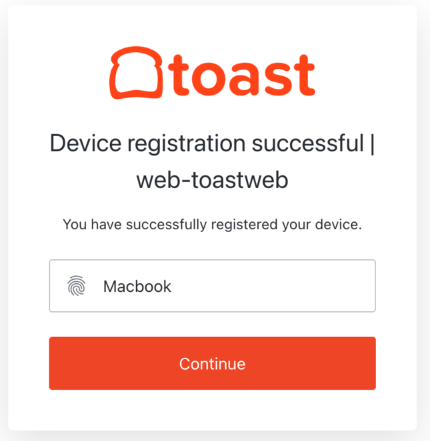Logging in to Toast's Back-end with Biometrics
