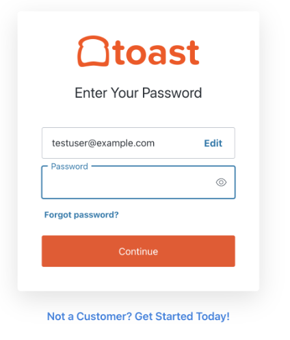 Logging in to Toast's Back-end with Biometrics
