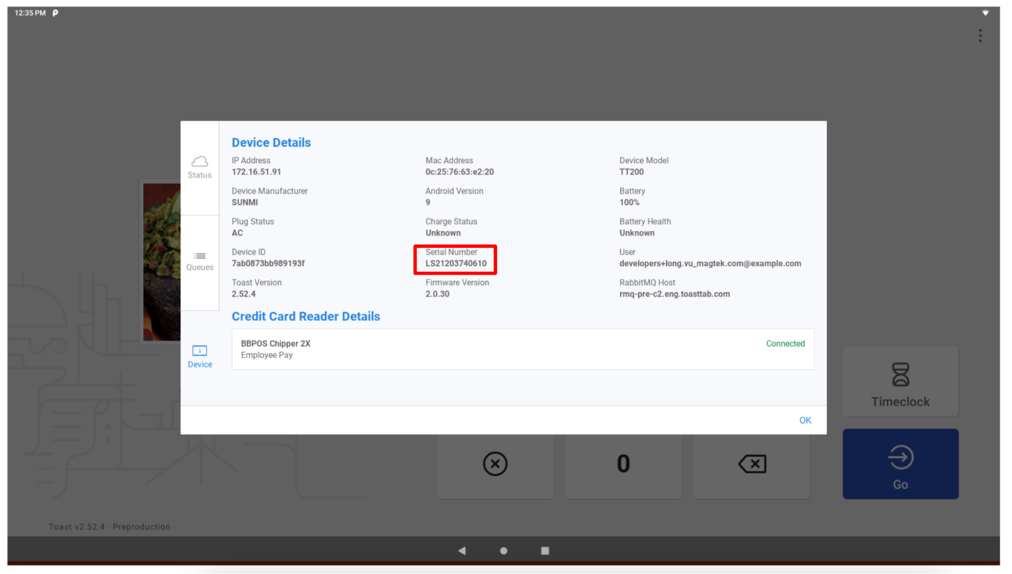 How to Find the Serial Number on Your Toast Device