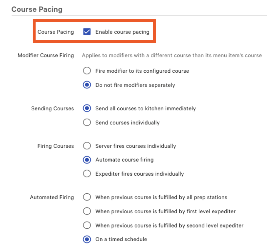 Course Firing Options