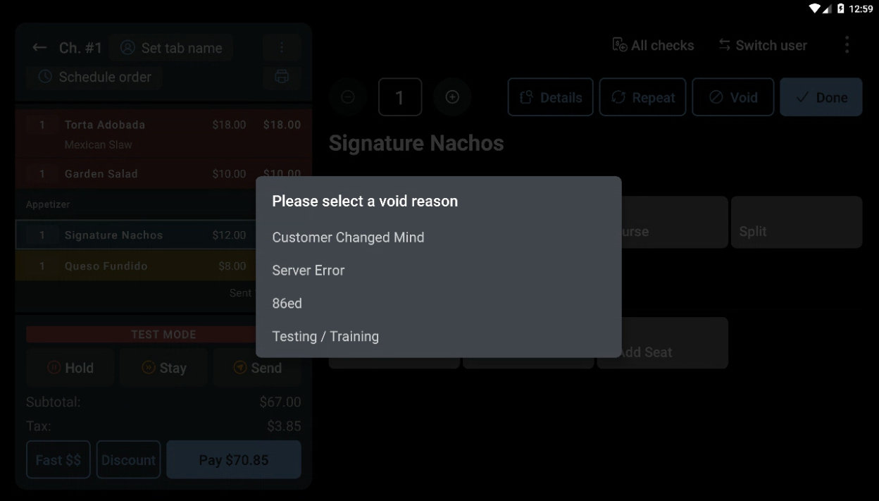 Void Items, Payments and Checks