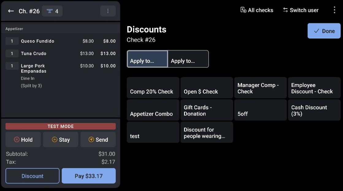 Discount Items and Checks