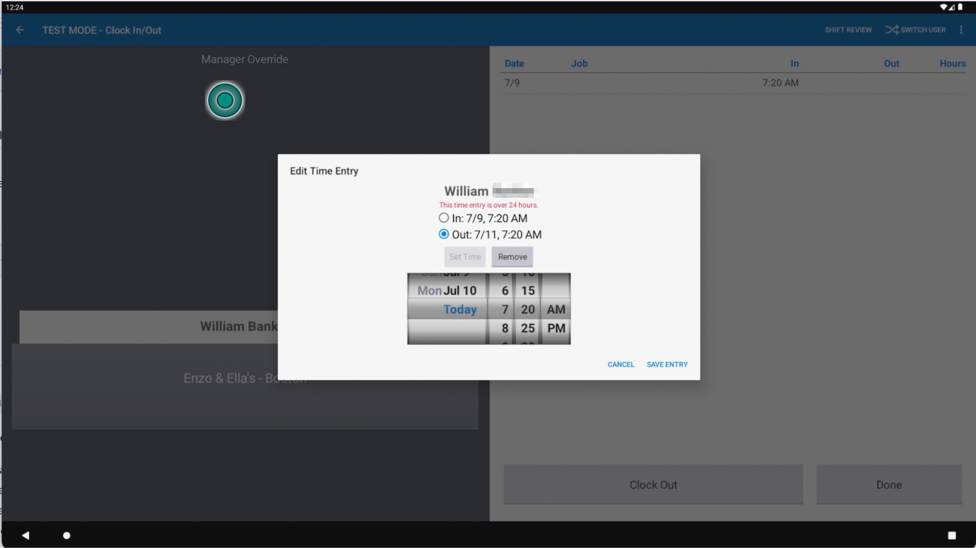 Adjust Time Entries of Shifts When They Run Over