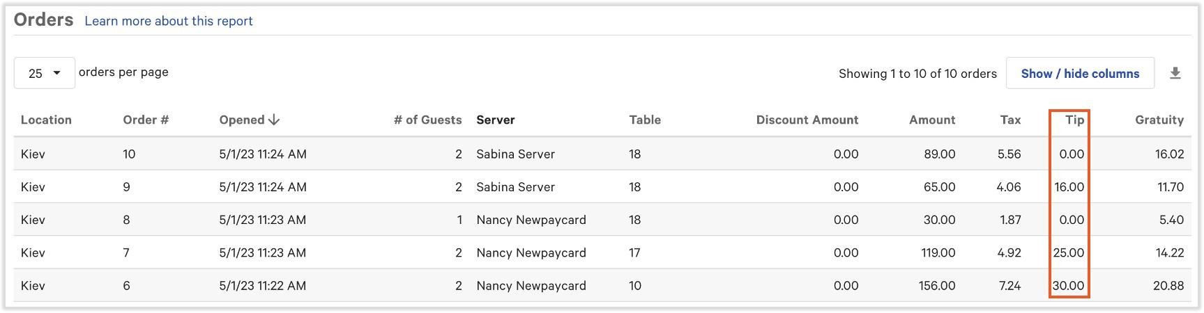 为当日账单添加和调整小费 (Adding And Adjusting Tips For Same Day Checks)