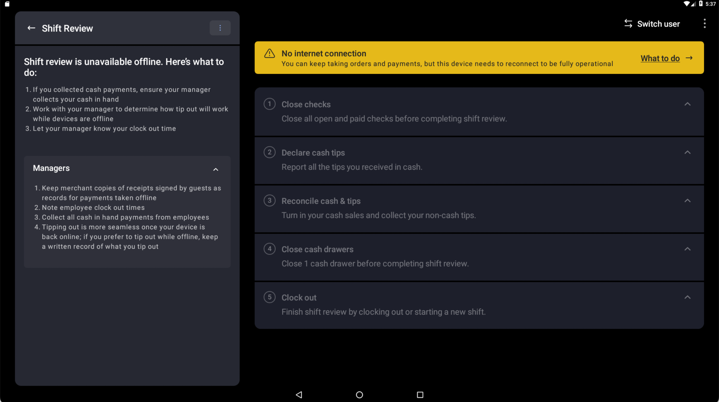 Shift Review During a Service Disruption