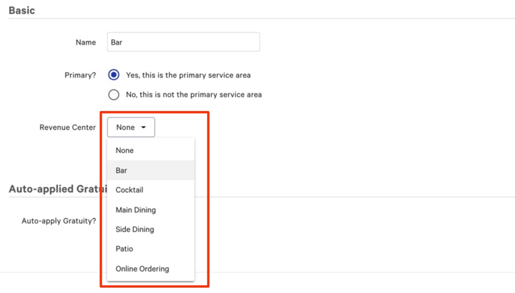 Creating and Assigning Revenue Centers