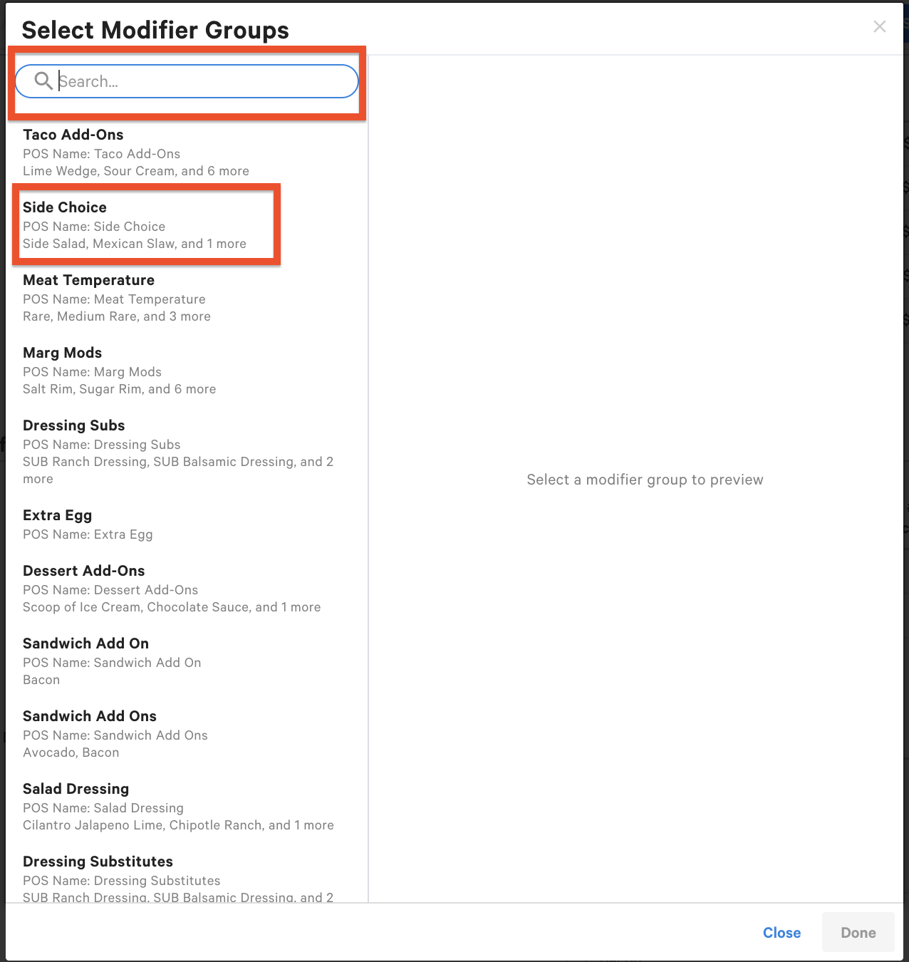Modifier Groups and Modifier Options