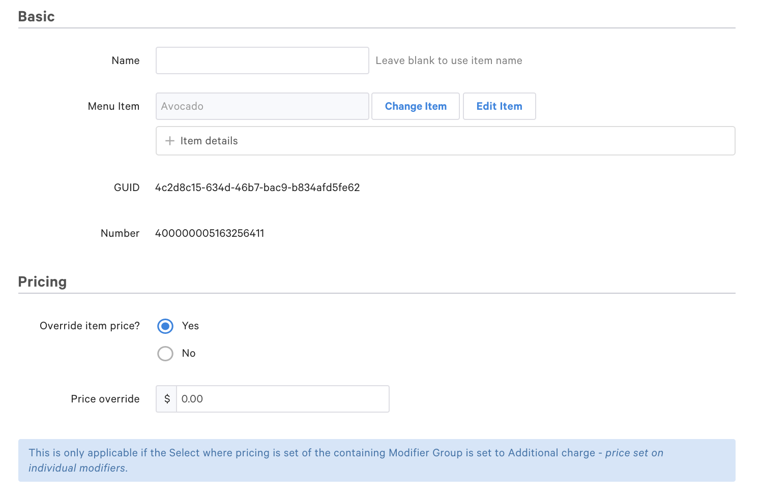 Modifier Groups and Modifier Options