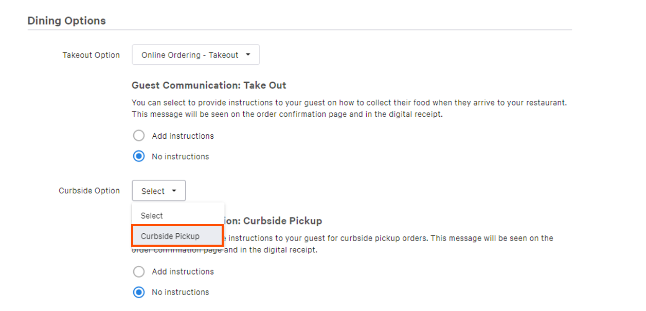Online Ordering: Advanced Settings
