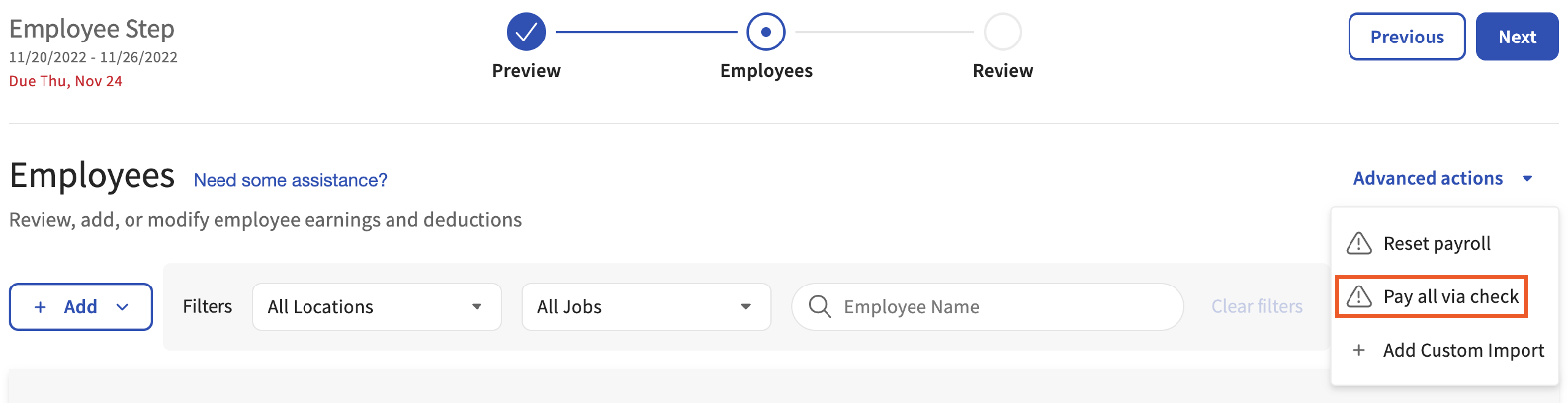 Toast Payroll: Employee Step