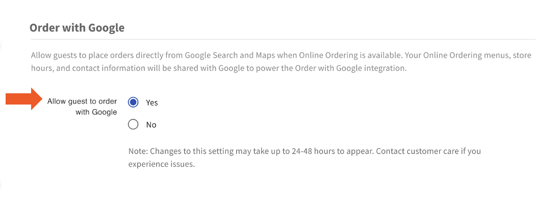 Using Order with Google