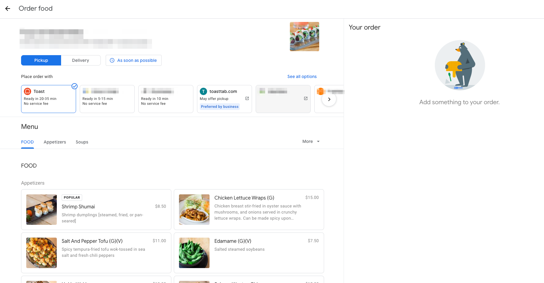 Using Order with Google