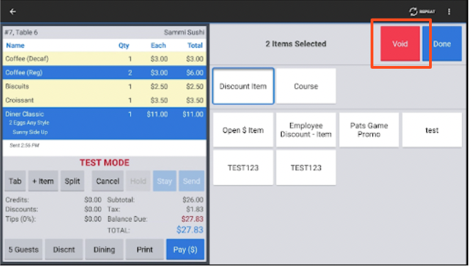 Voiding Items, Payments and Checks