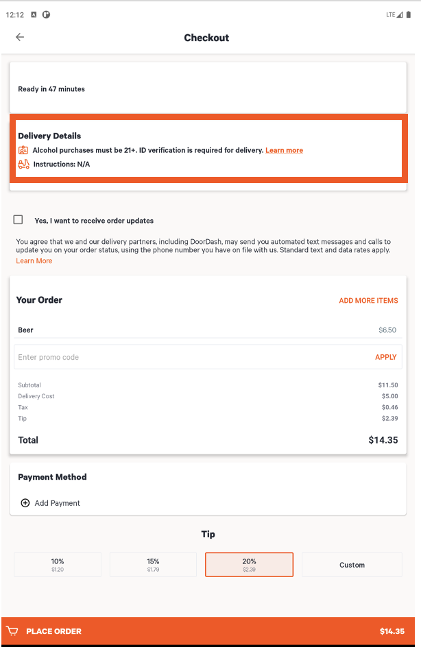 Toast Delivery Services™: Alcohol Delivery