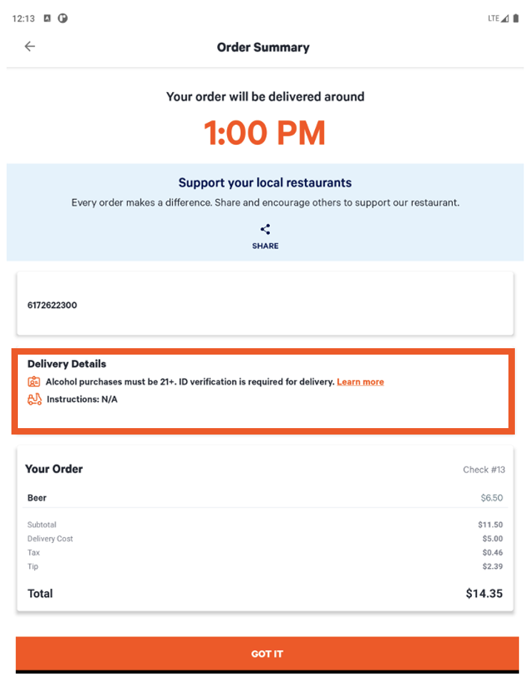 Toast Delivery Services™: Alcohol Delivery