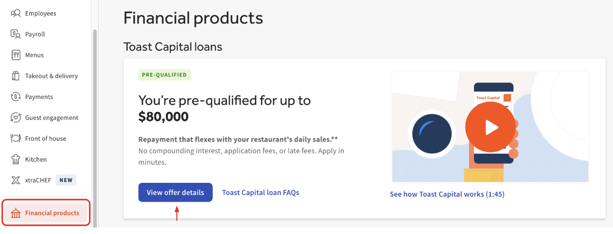 Toast Capital: Getting Started