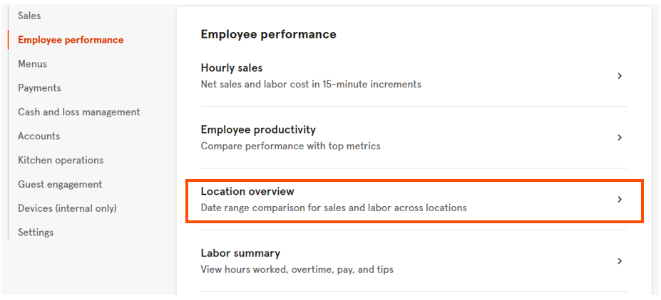 Locations Reports Overview