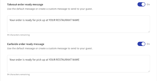 Order Ready Text Messaging from the Orders Hub
