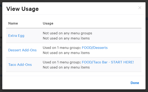 Using the Items Database to View, Archive, Restore and Version Menus