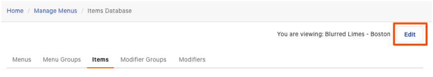 Using the Items Database to View, Archive, Restore and Version Menus