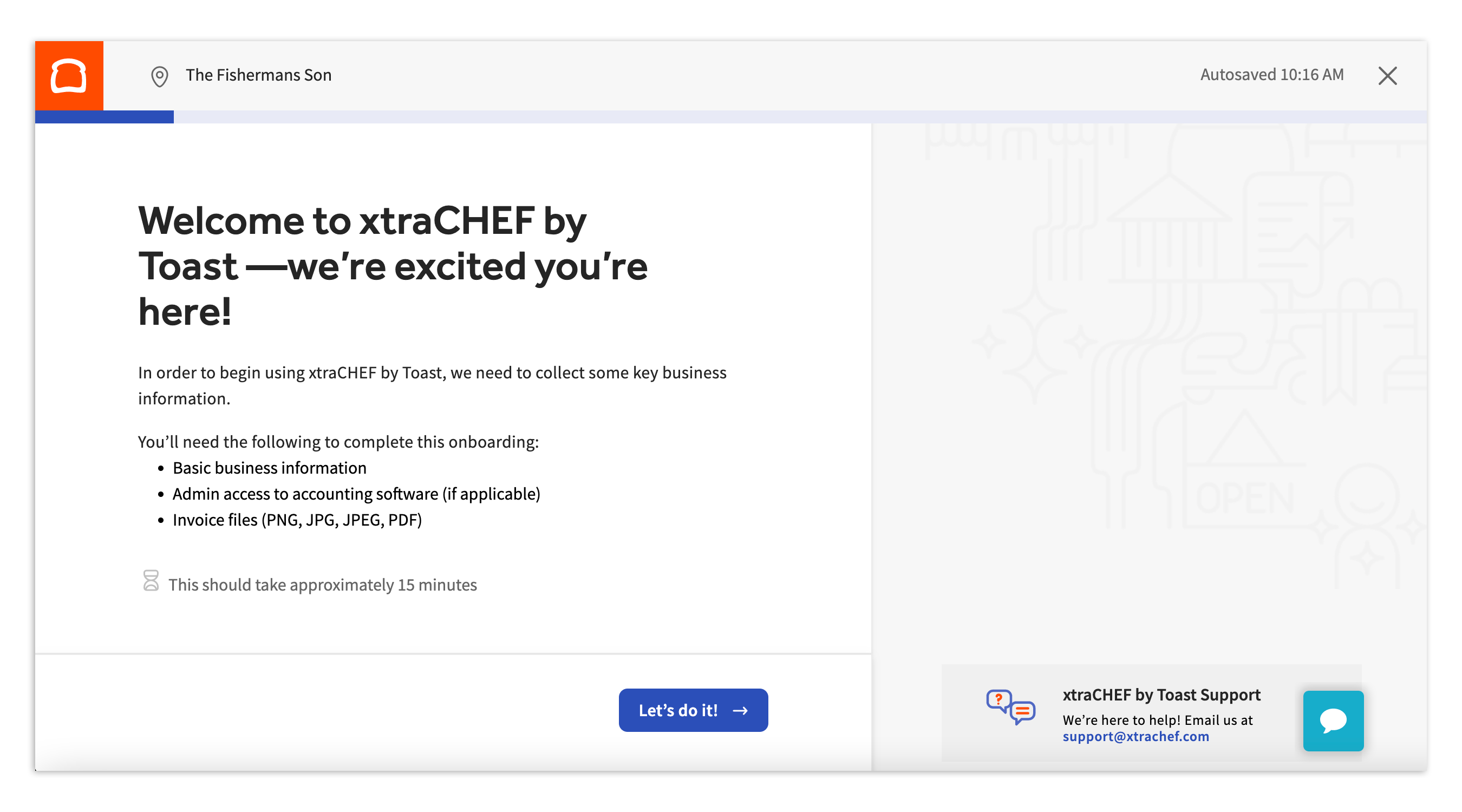 xtraCHEF: Self-Onboarding