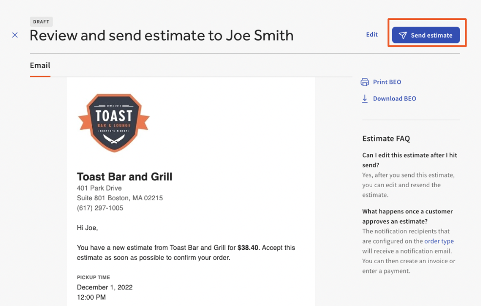 Getting Started: Toast Catering and Events