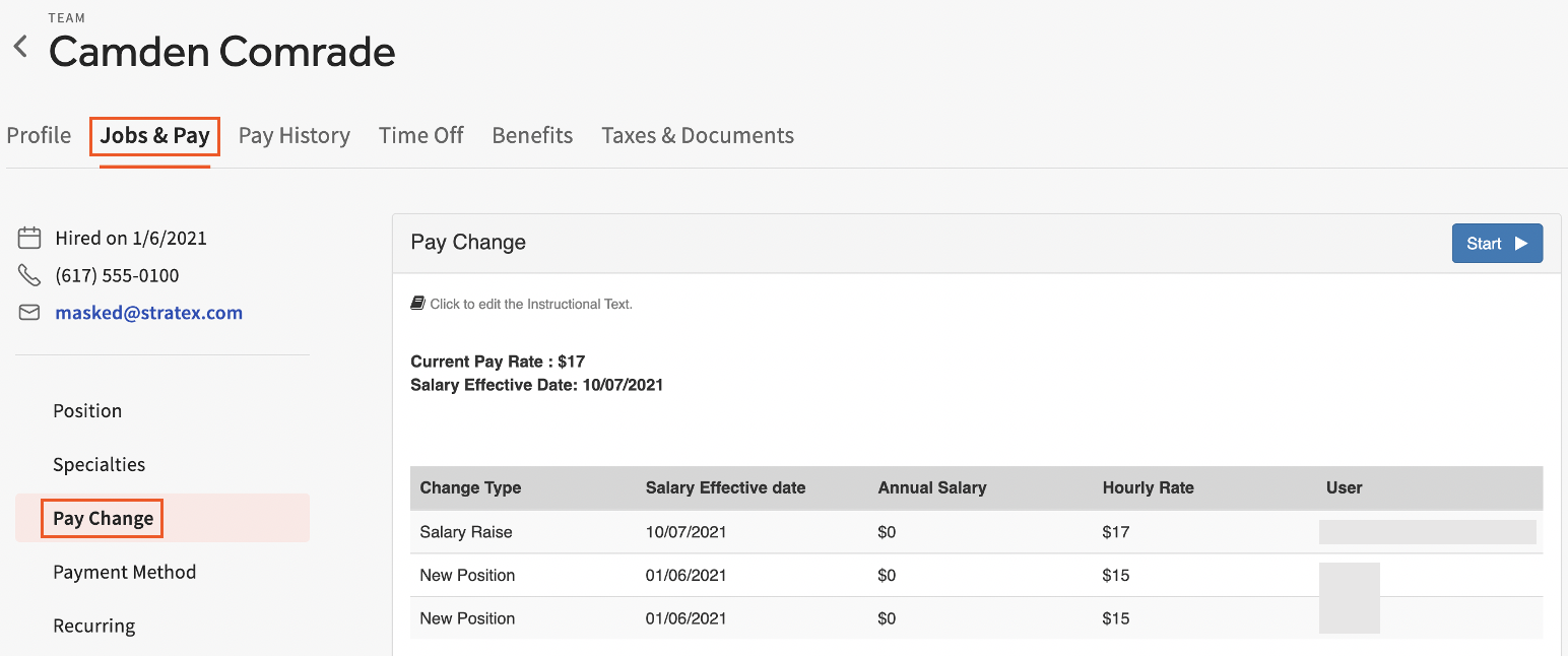 Toast Payroll: Pay Changes