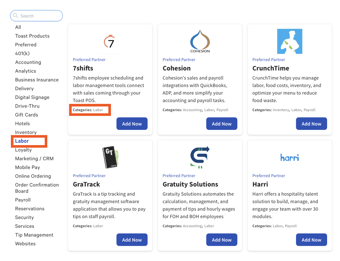 Adding or Removing an Integration with Toast Partner Connect