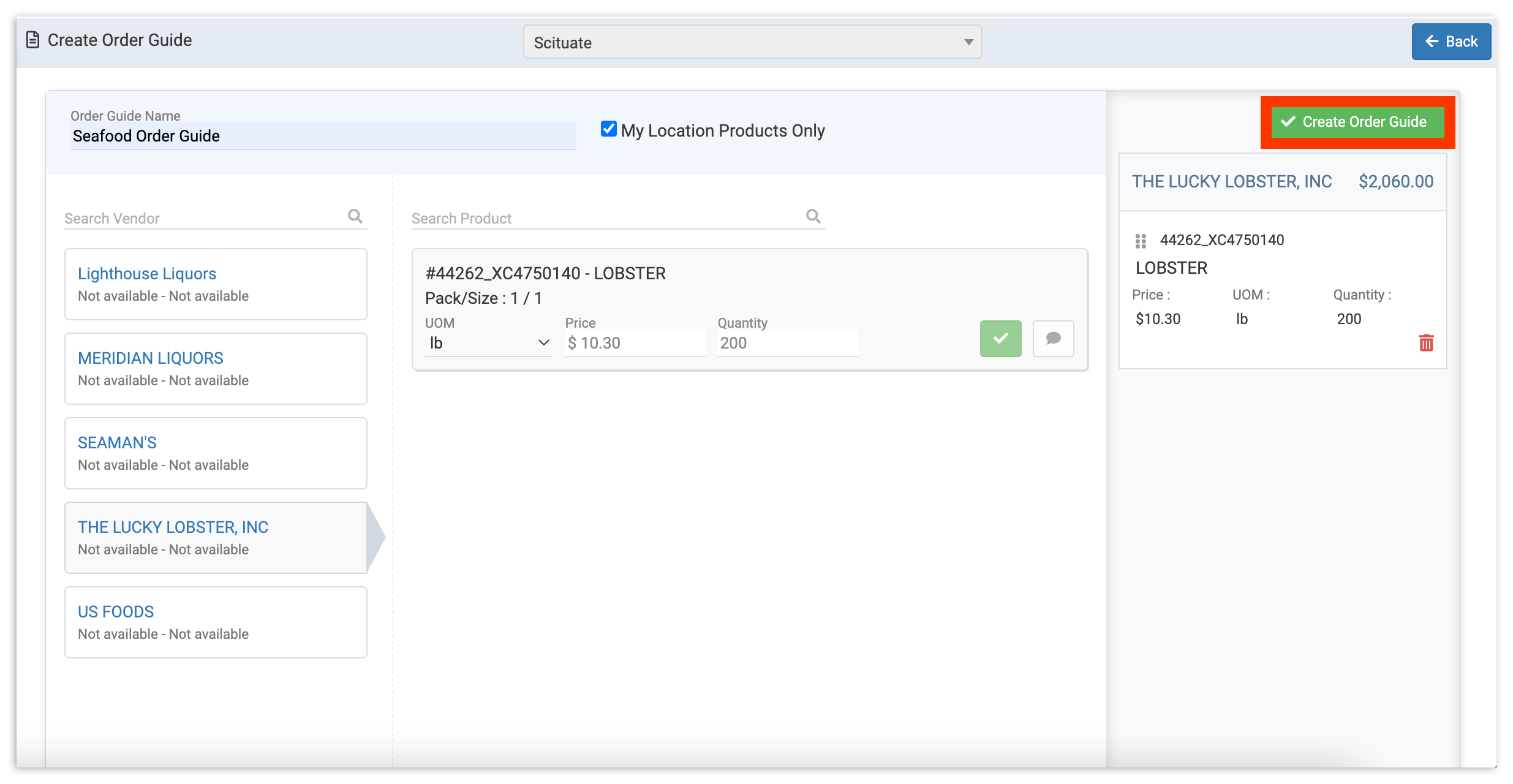 xtraCHEF: Order - Order Guides