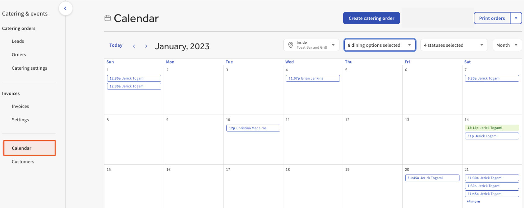 Optimizing Toast Catering and Events