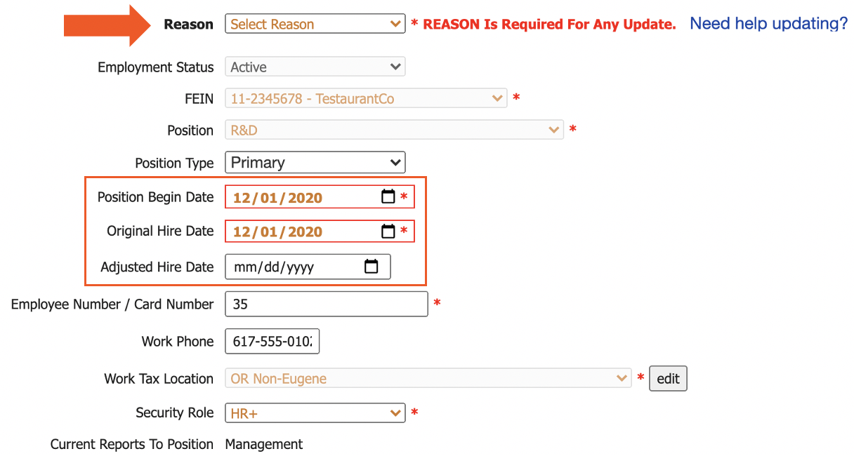 Toast Payroll: Positions Begin Date, Original Hire Date and Adjusted ...
