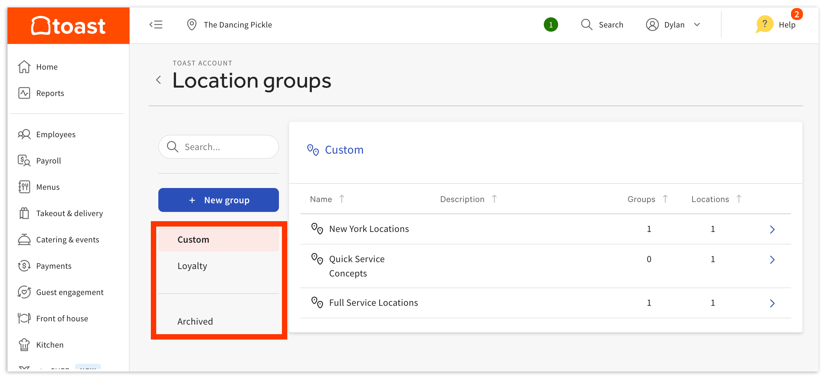 Creating, Viewing, and Editing Location Groups