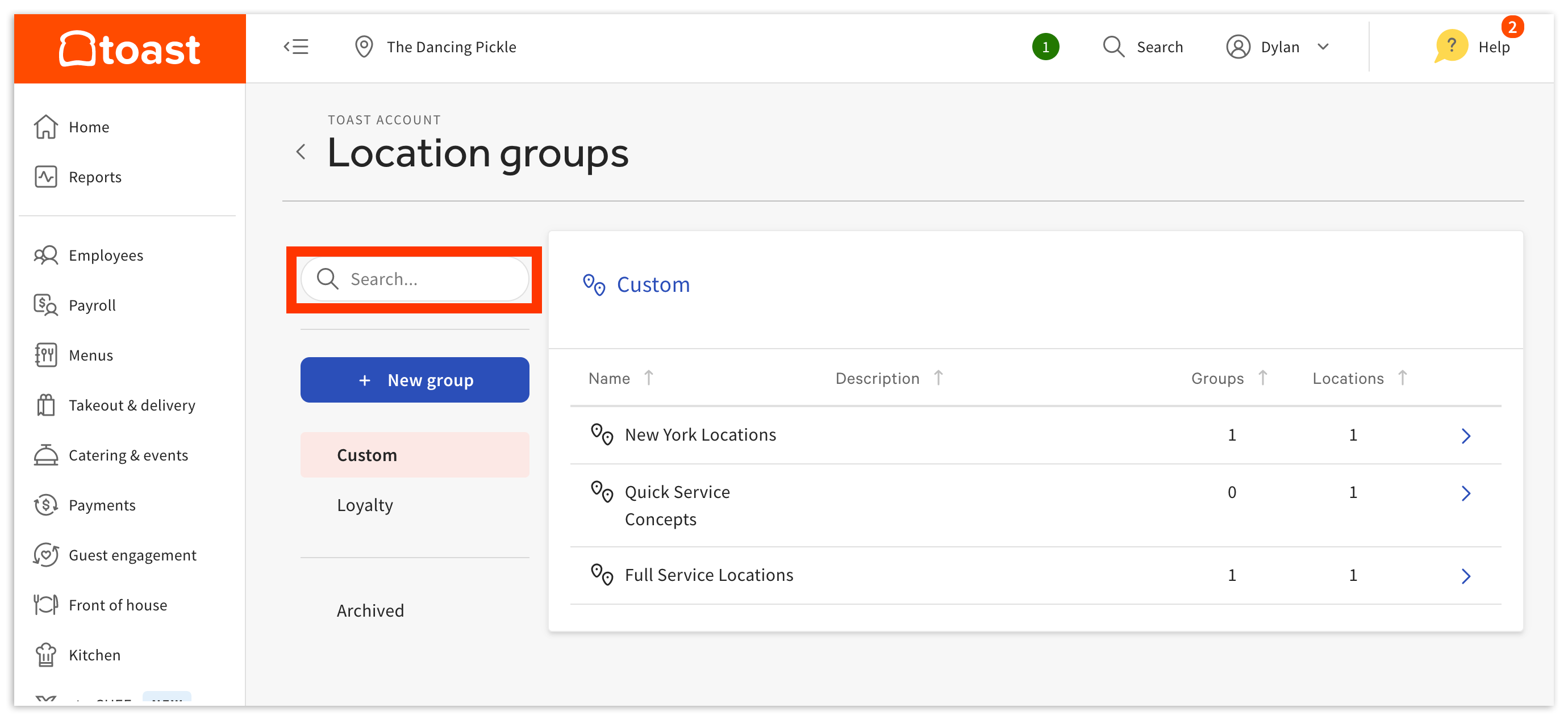 Creating, Viewing, and Editing Location Groups