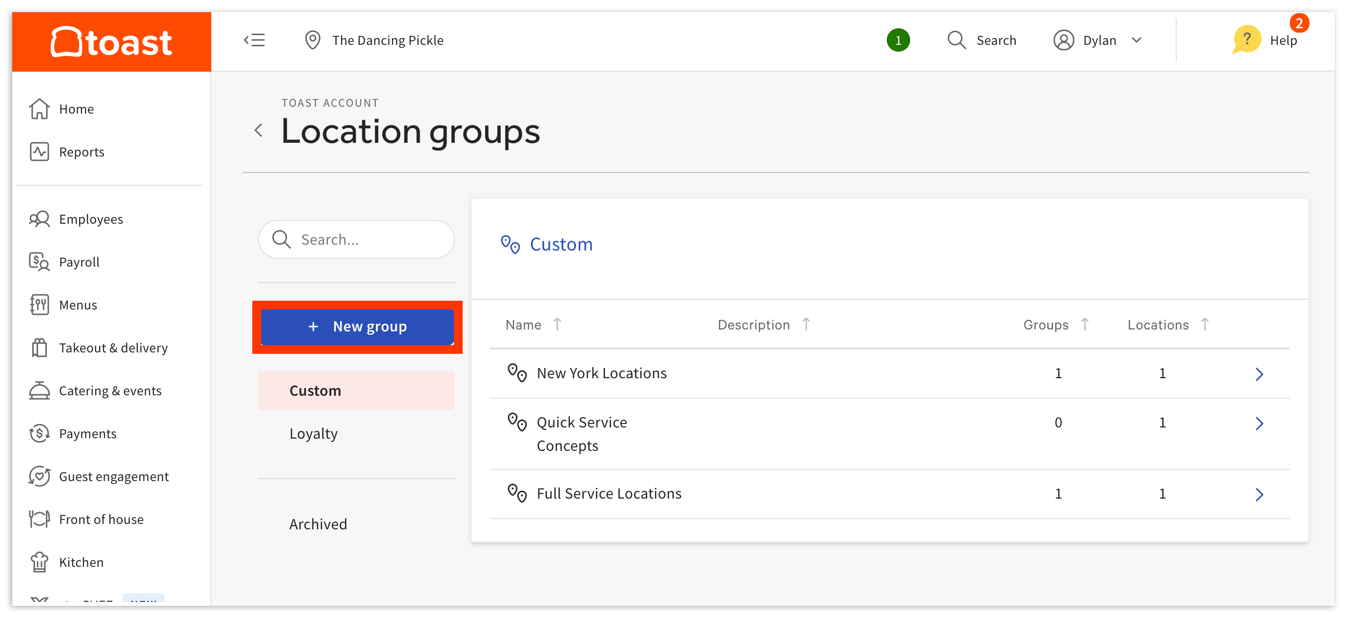 Creating, Viewing, and Editing Location Groups