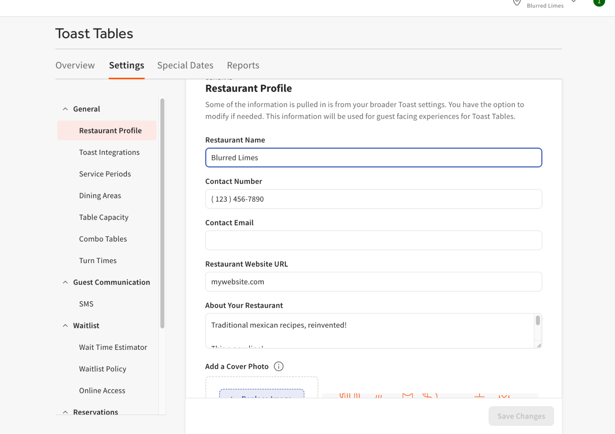 Getting Started: Toast Tables