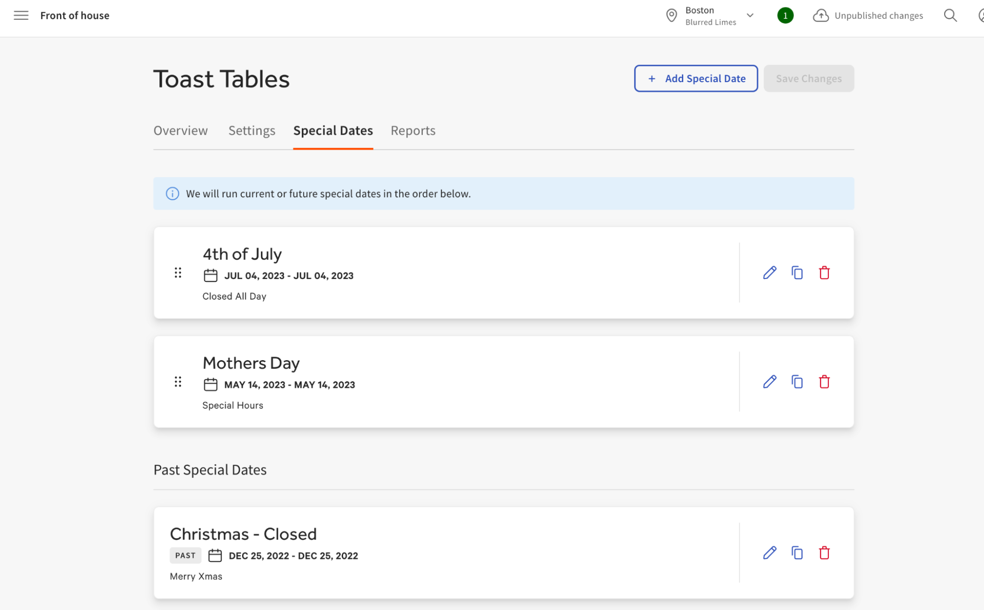 Getting Started: Toast Tables