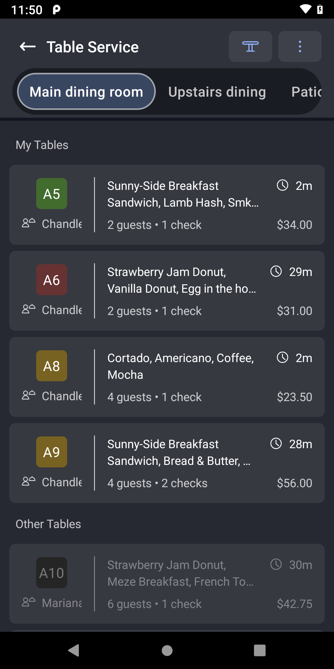 New POS: Managing Tables