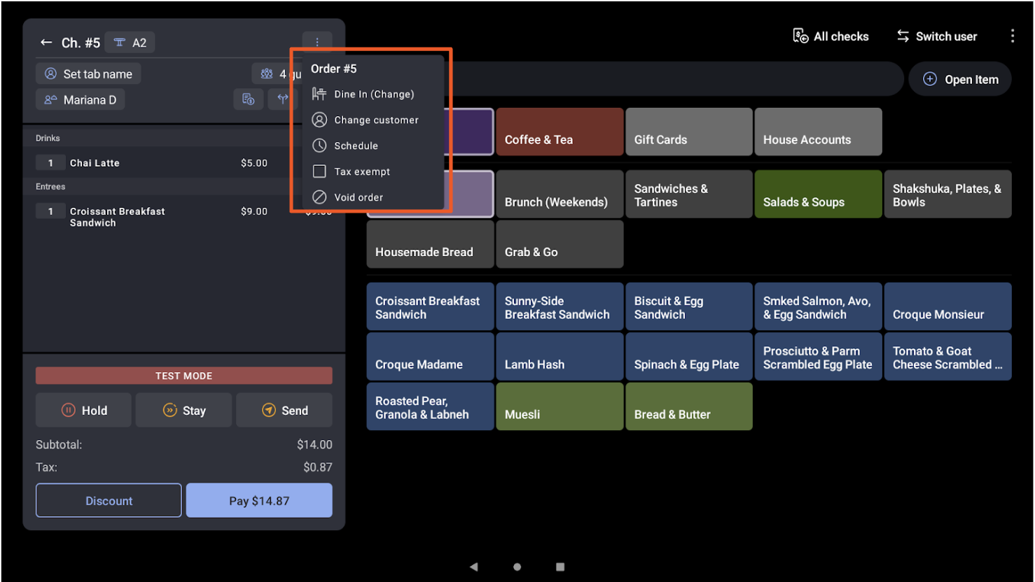 New POS: Managing Tables