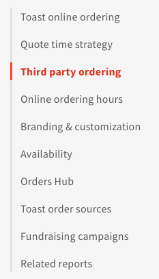 DoorDash Third Party Ordering Configuration Page