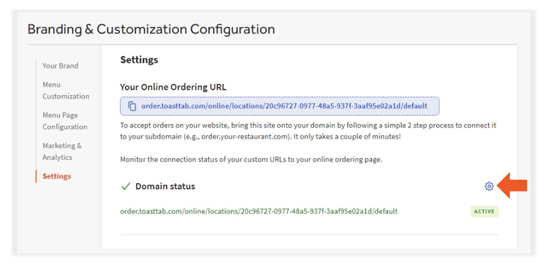 Toast Online Ordering Pro: Domains