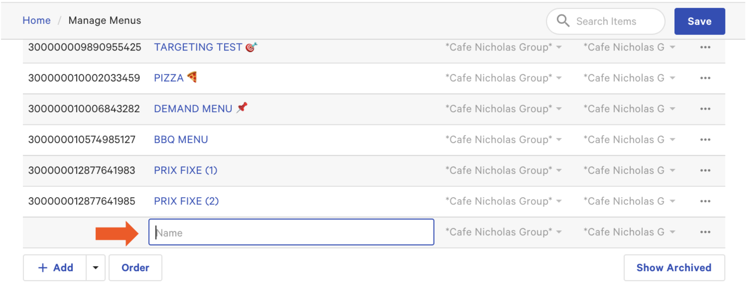 Setting Up a Prix Fixe Menu