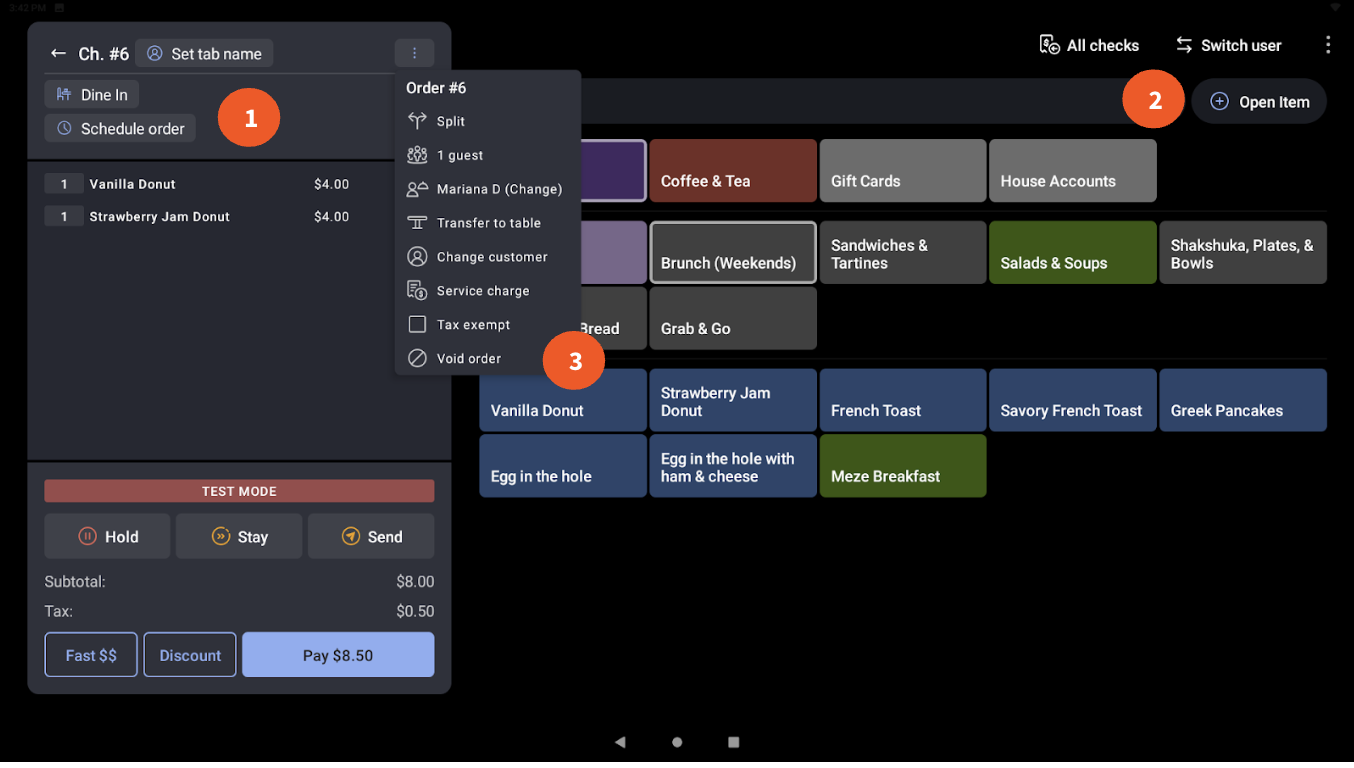 New POS: Managing Orders