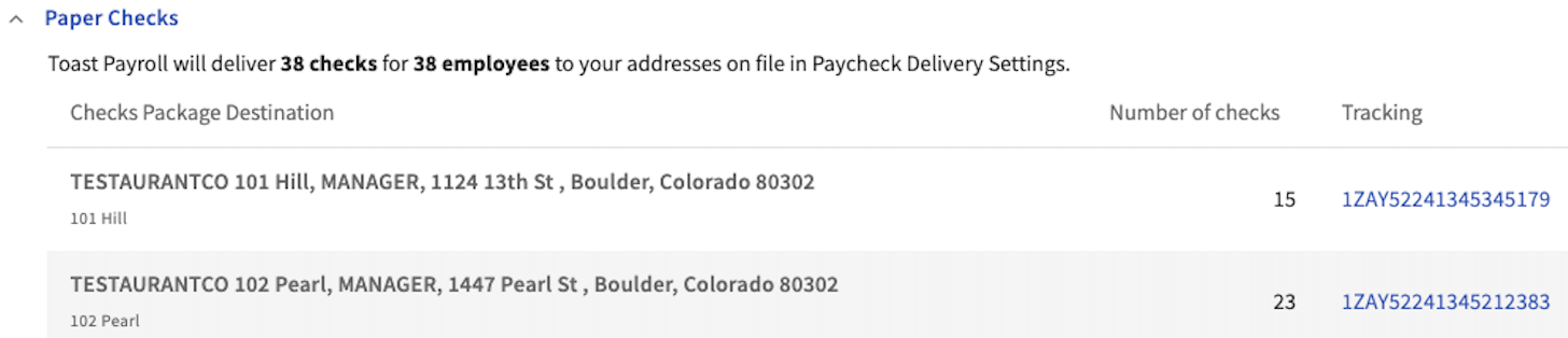 Toast Payroll: Toast-Printed Paycheck Delivery