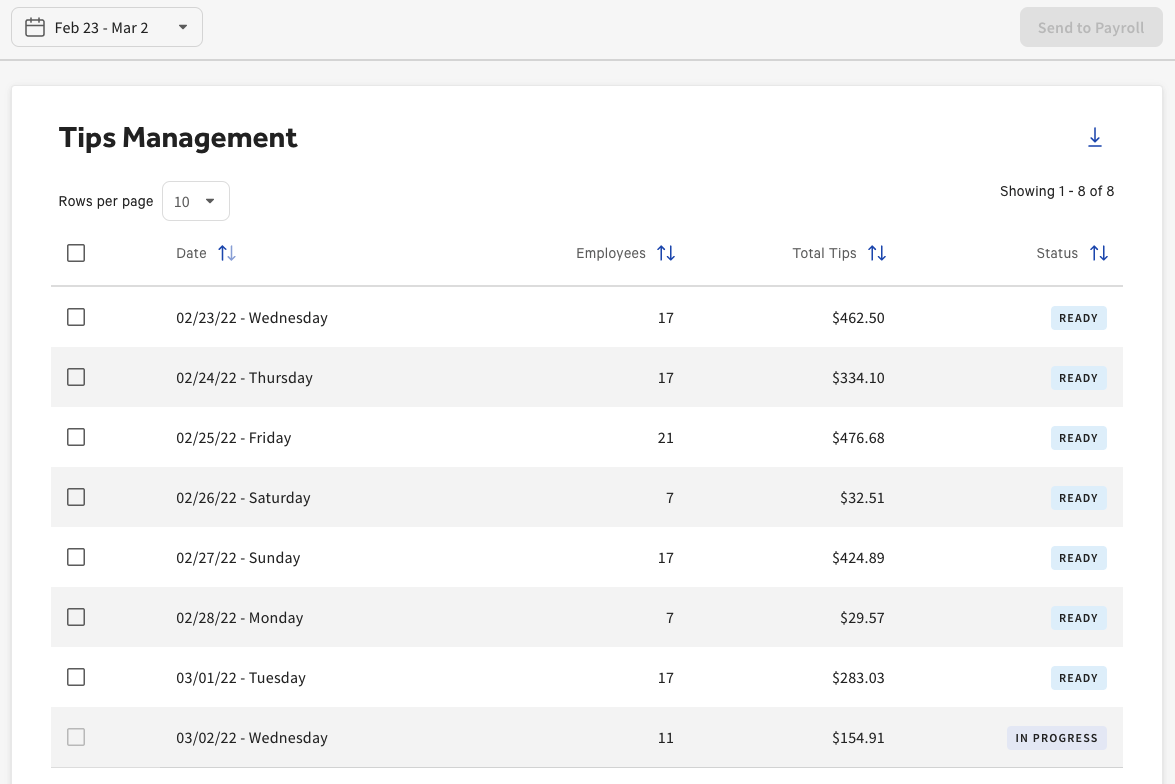Tips Receipt and Tip Policy Preview