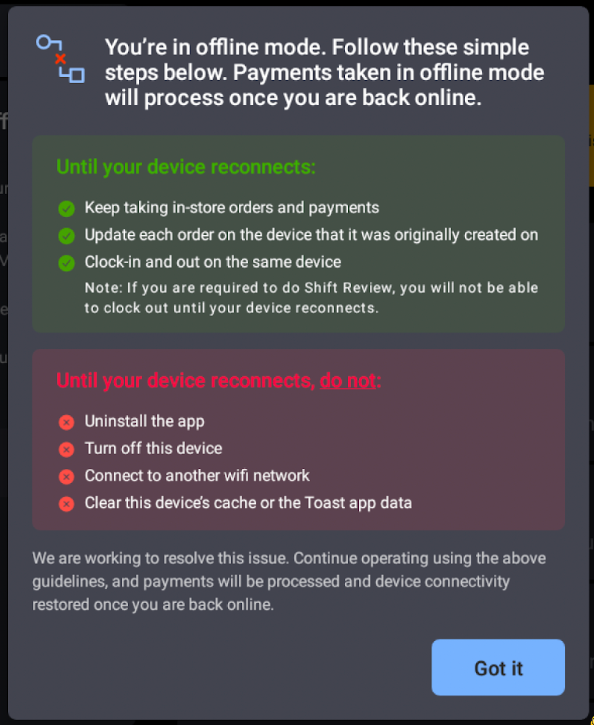 Shift Review During a Service Disruption